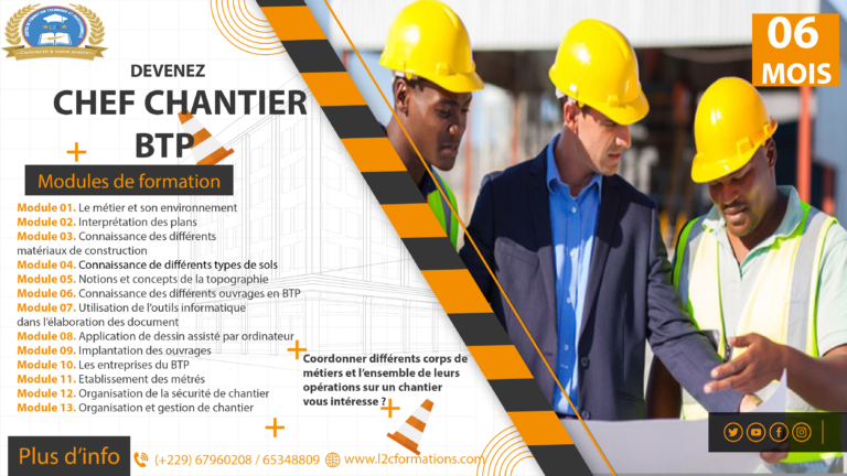 Chef Chantier BTP - CFTP-L2C Bénin